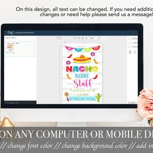 EDITABLE Nacho Average Staff Thank You Tags | Fiesta Staff Gift Tag ...