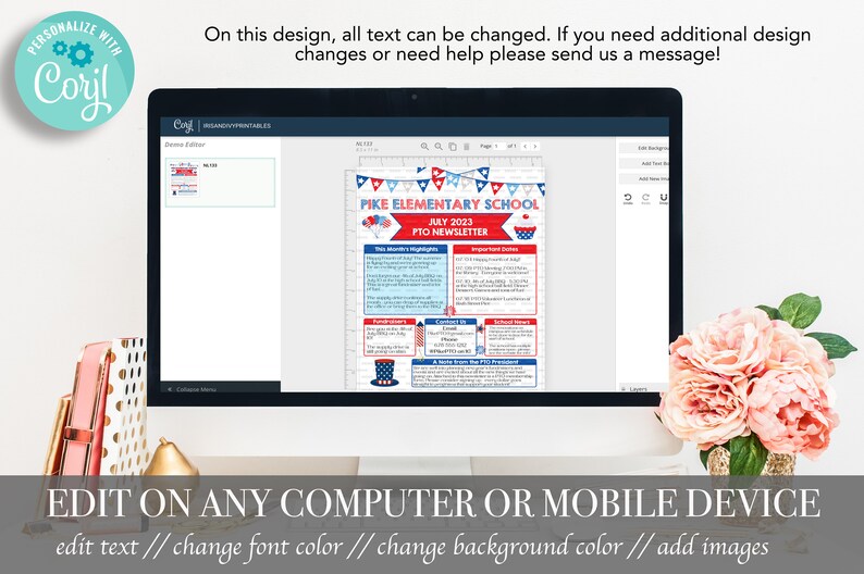 EDITABLE PTO School Newsletter July PTA Newsletter Template - Etsy