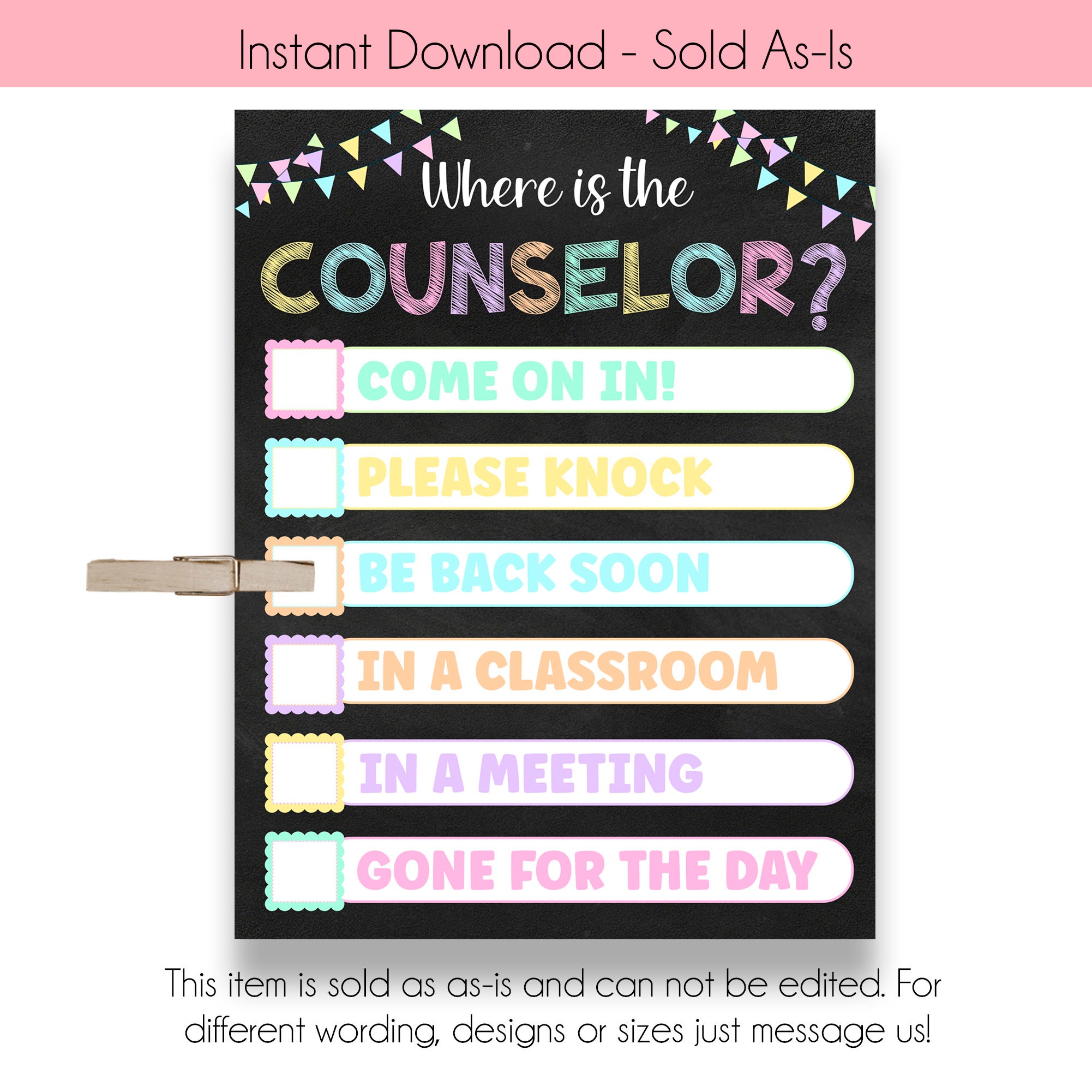 INSTANT DOWNLOAD Where's the Counselor Office Door Sign - Etsy