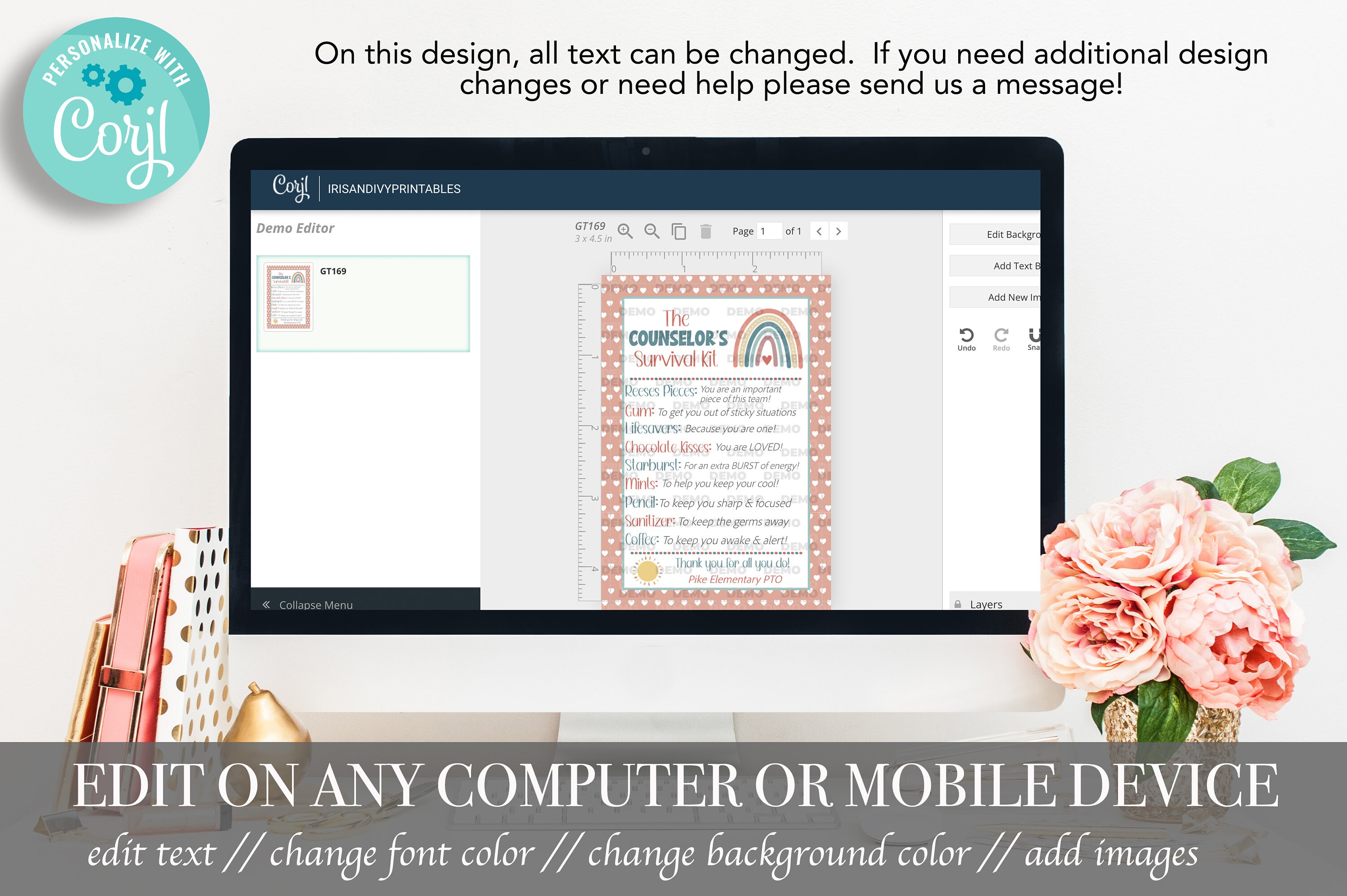 EDITABLE the Counselor's Survival Kit Tag Therapist - Etsy