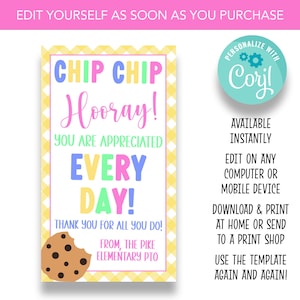 EDITABLE Chip Chip Hooray You Are Appreciated Every Day Gift Tags ...