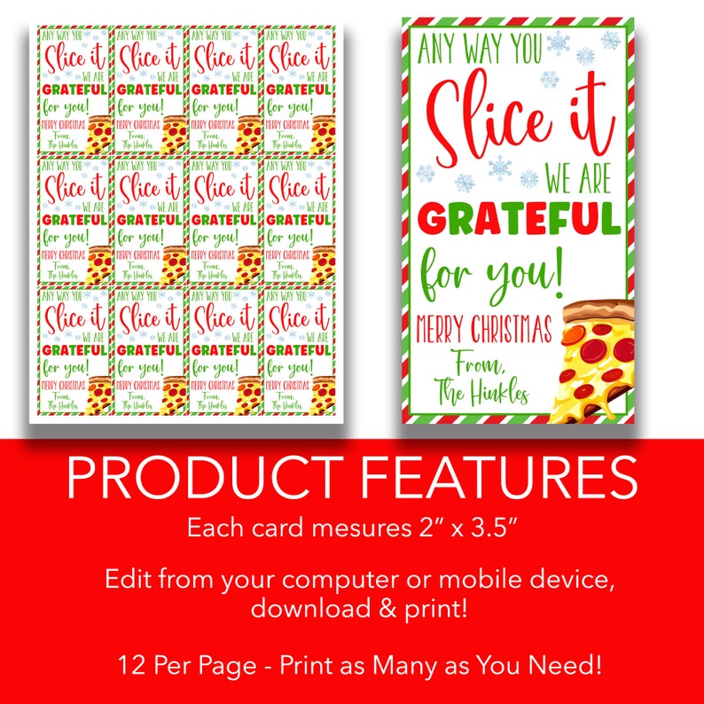 EDITABLE Any Way You Slice It Christmas Gift Tags | Christmas Pizza ...