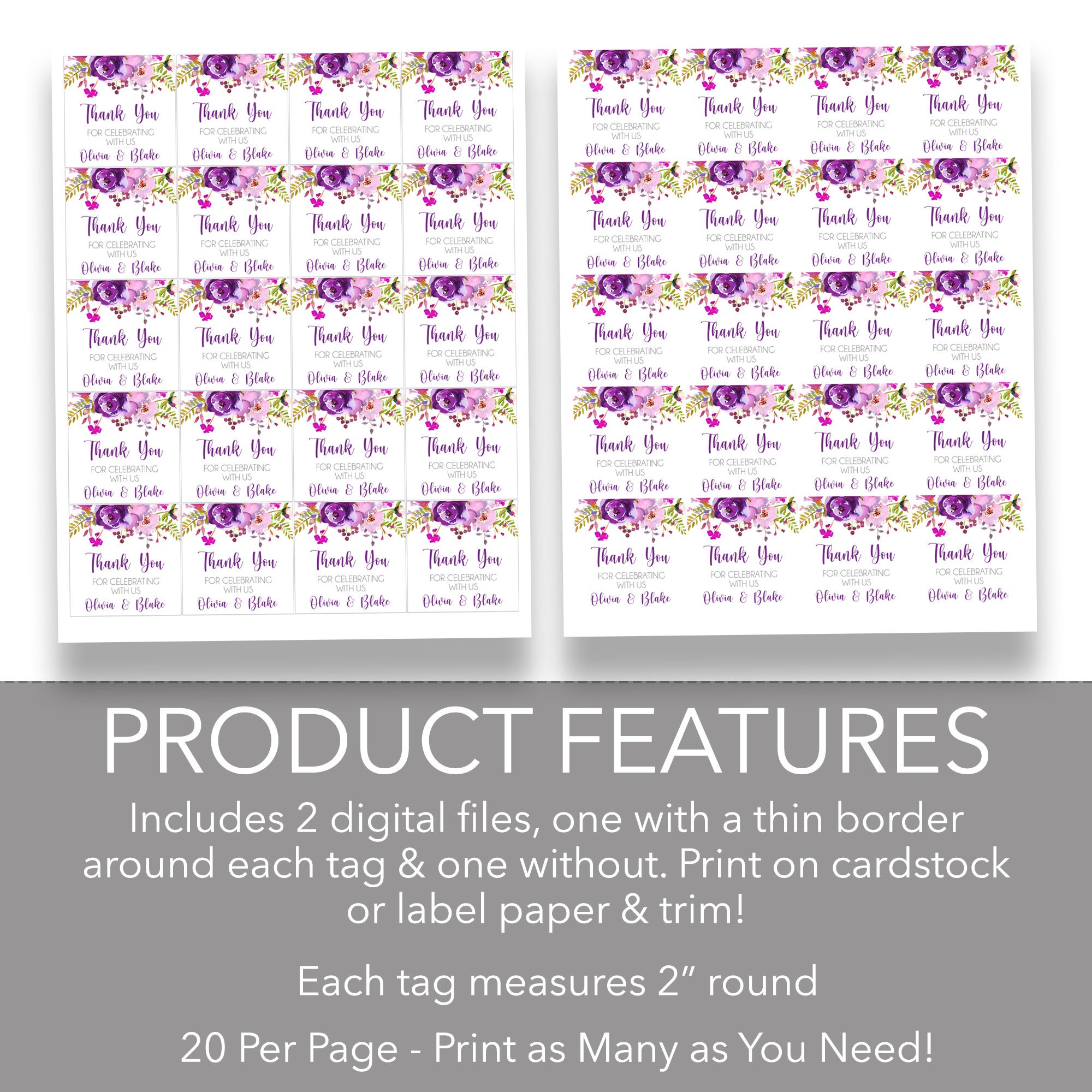 INSTANT DOWNLOAD Editable/printable Purple & Lavender Floral - Etsy
