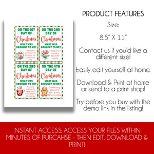 EDITABLE 12 Days of Christmas Appreciation Gift Tags | Twelve Days of ...