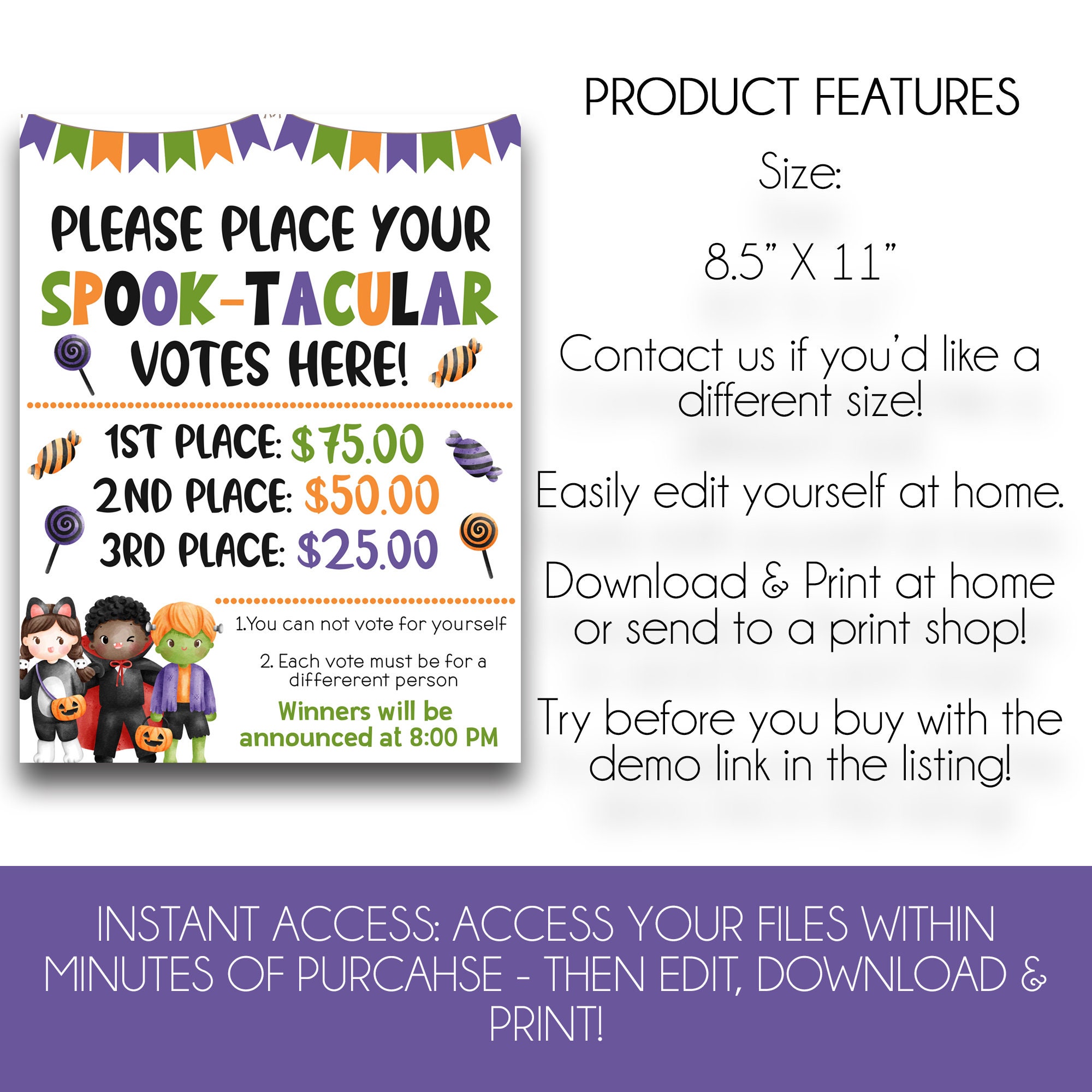 EDITABLE Halloween Fundraiser Party & Costume Contest Fundraising Flyer ...