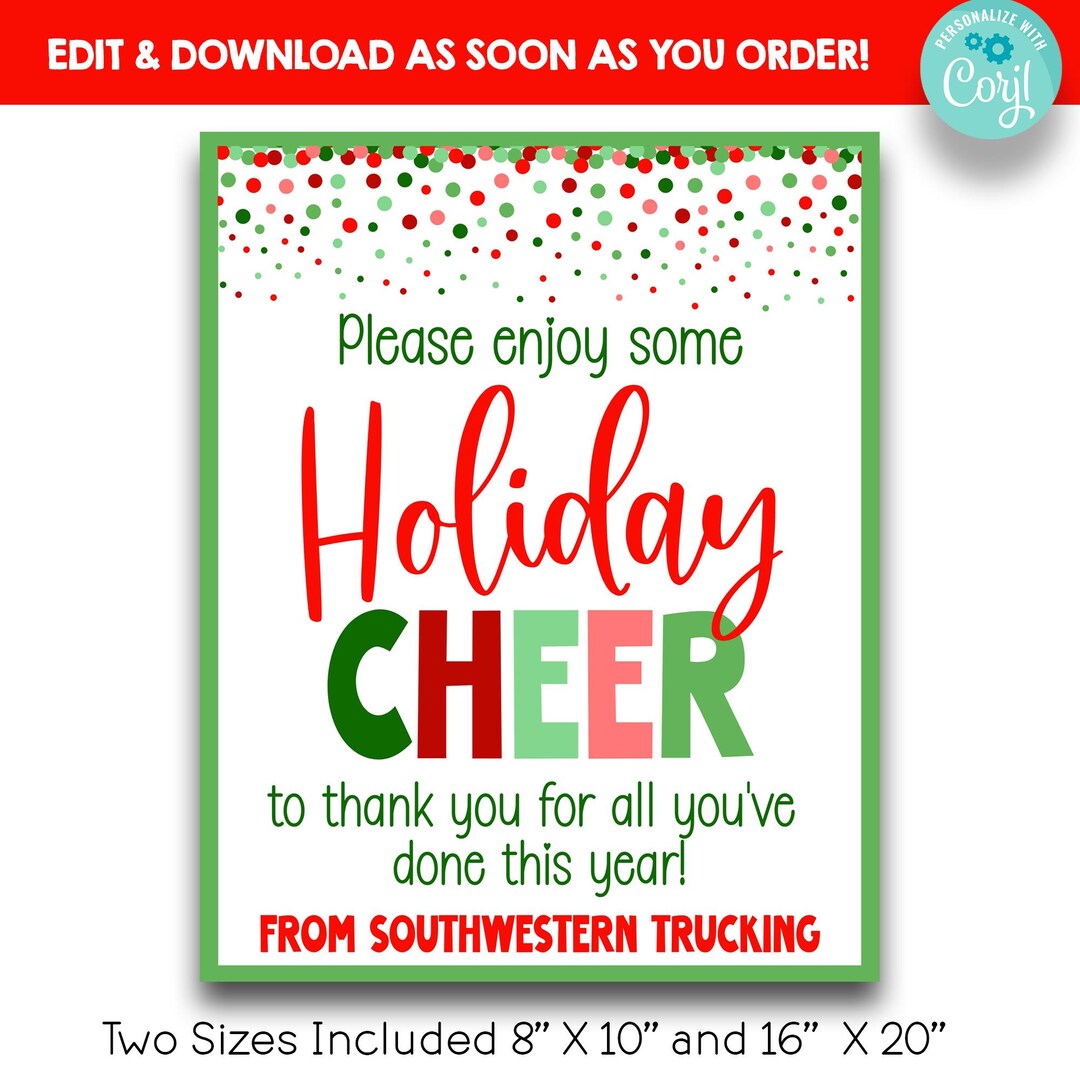 EDITABLE Employee Appreciation Christmas Party Sign | Please Enjoy Some ...