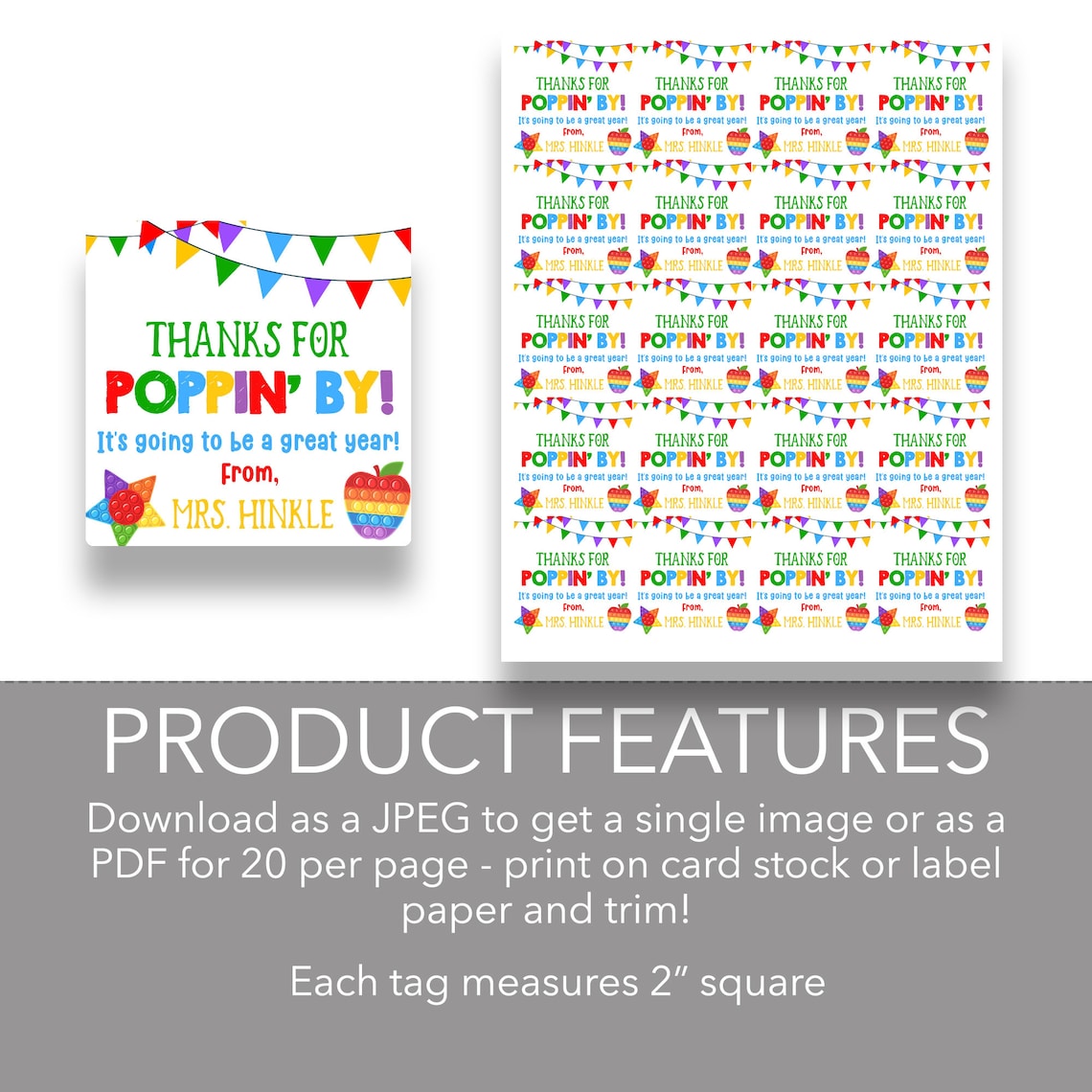 Editable Thanks for Poppin' by Welcome Back to School Tags - Etsy