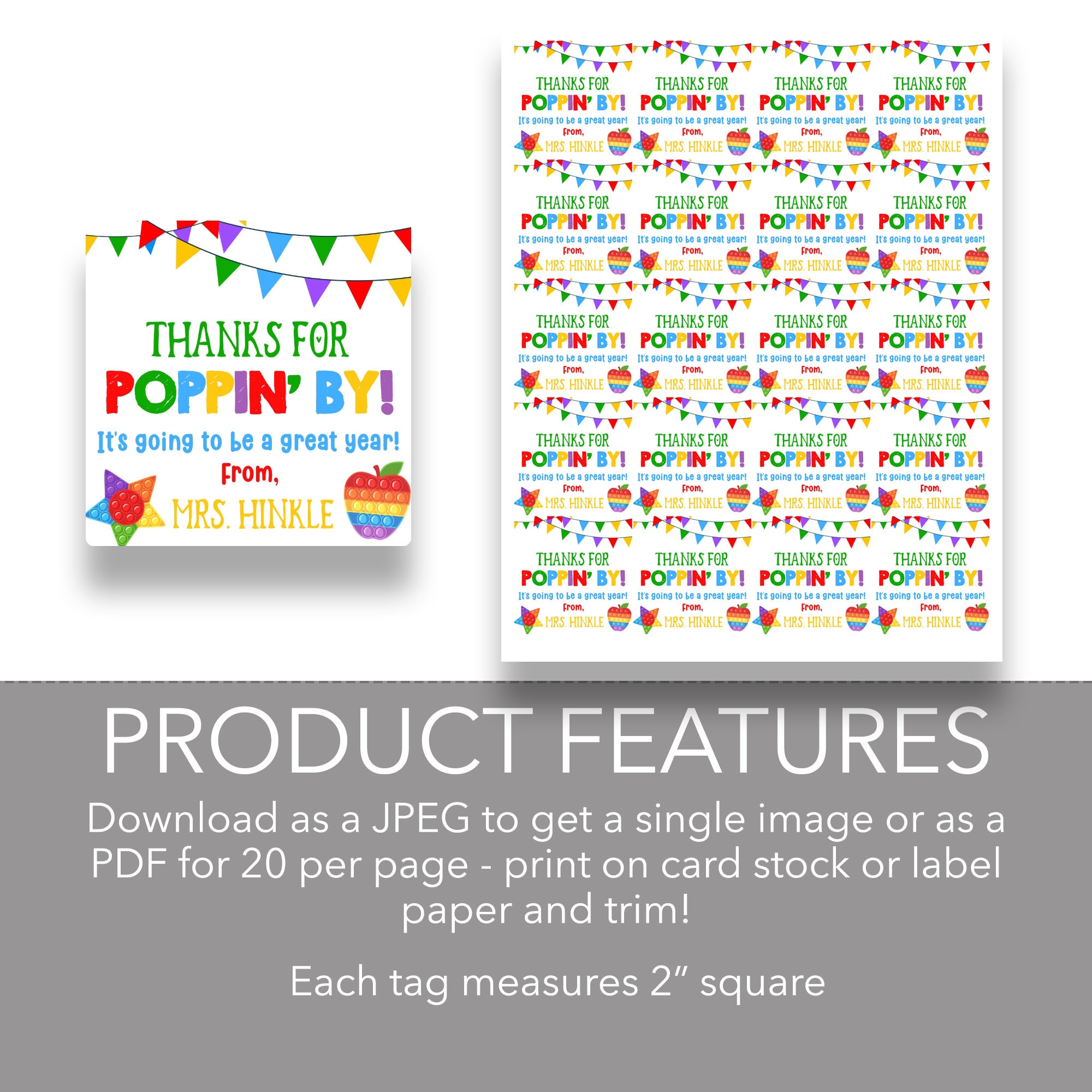 Editable Thanks for Poppin' by Welcome Back to School Tags - Etsy