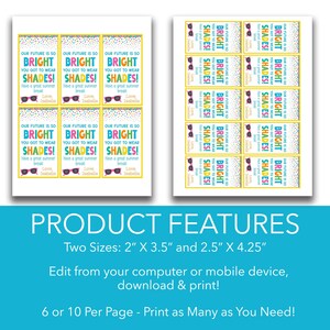 EDITABLE Future is so Bright You Gotta Wear Shades Gift Tags – End of ...