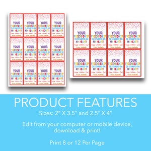 EDITABLE Your Friendship is Stamped on My Heart Valentine's Day Tags ...