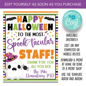 EDITABLE Thanks for Being the Most Spooktacular Staff Halloween Sign ...