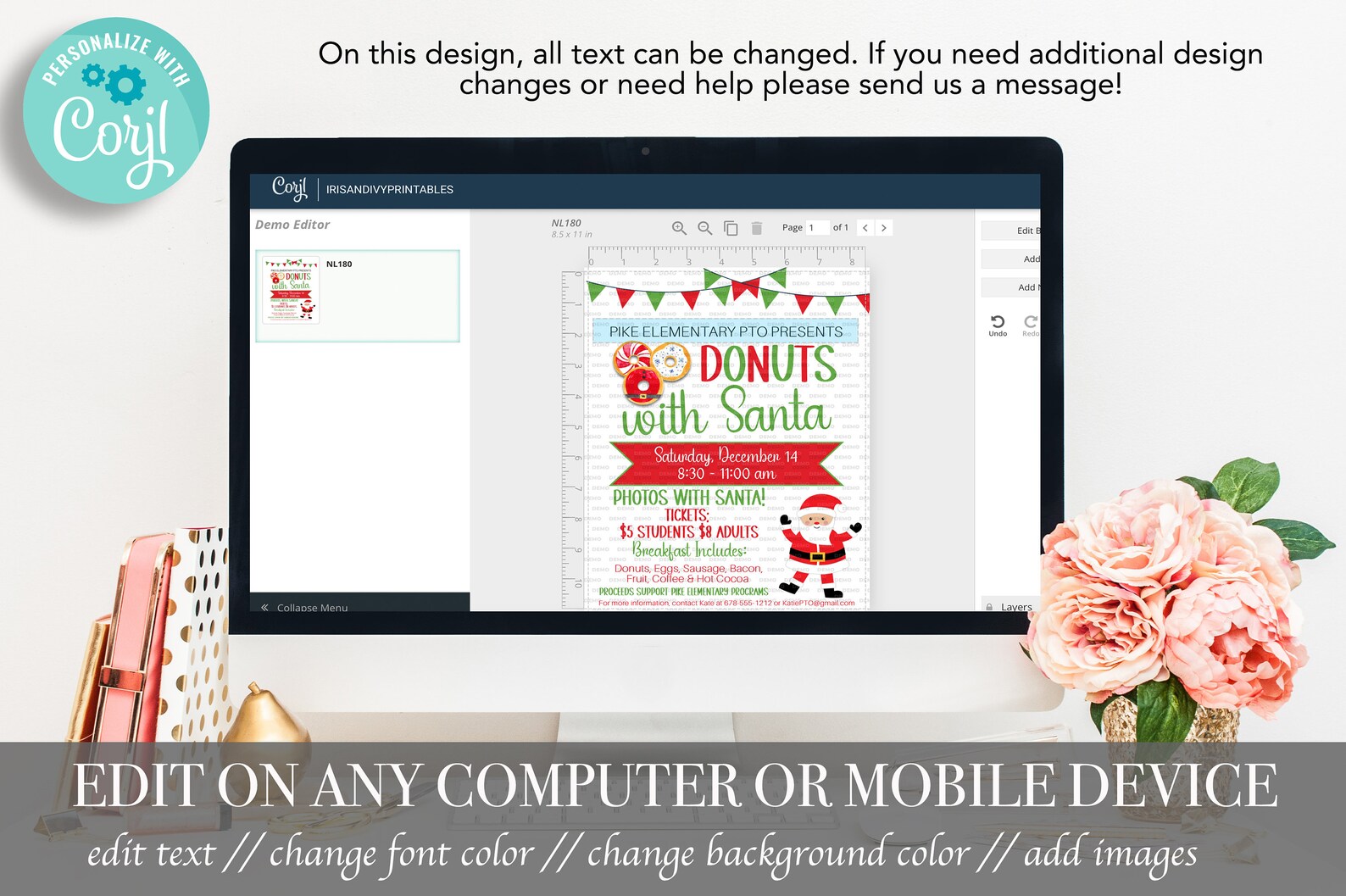 EDITABLE Donuts With Santa Flyer | Breakfast With Santa Flyer With ...