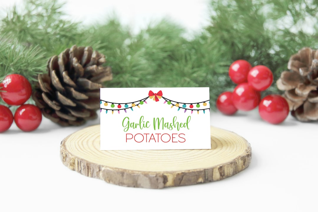 EDITABLE Christmas Party Food Table Tents | Christmas Place Cards ...