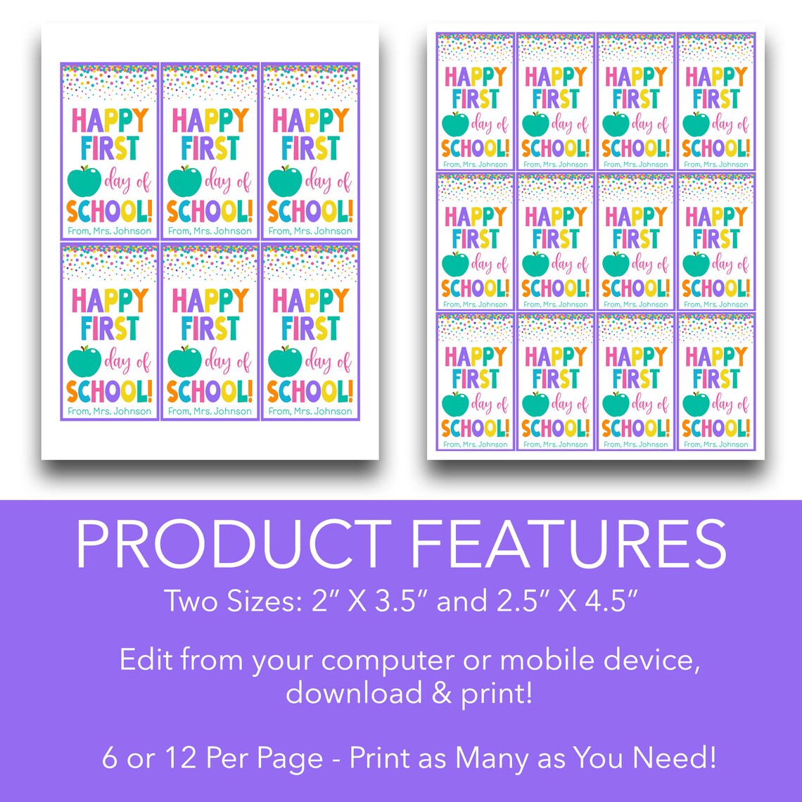 EDITABLE Back to School Treat Tags | Pastel Happy First Day of School ...