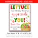 INSTANT DOWNLOAD Salad Lunch Sign | Lettuce Tell You How Much We ...