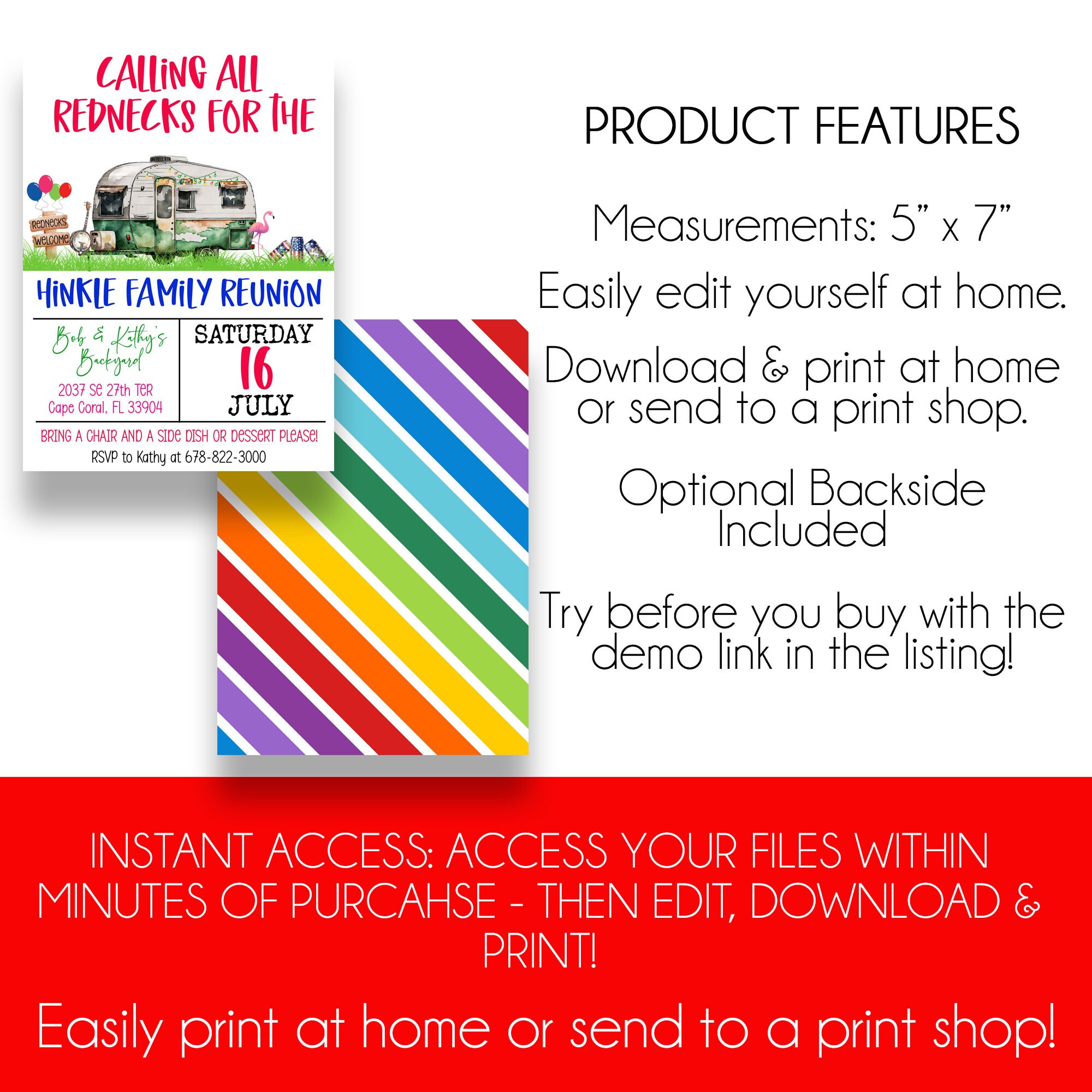 EDITABLE Redneck Family Reunion Invitation | Funny Family Vacation ...