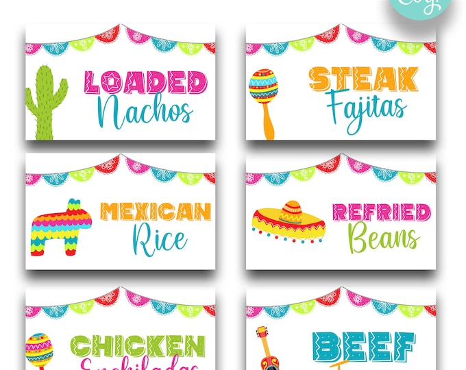 EDITABLE Mexican Dinner Food Signs | Mexican Fiesta Food Label Tents ...