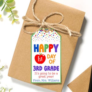 EDITABLE Bright Happy First Day of School Treat Bag Tags | Printable ...