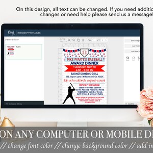 EDITABLE Baseball Awards Dinner Flyer | Award Dinner Invitation ...