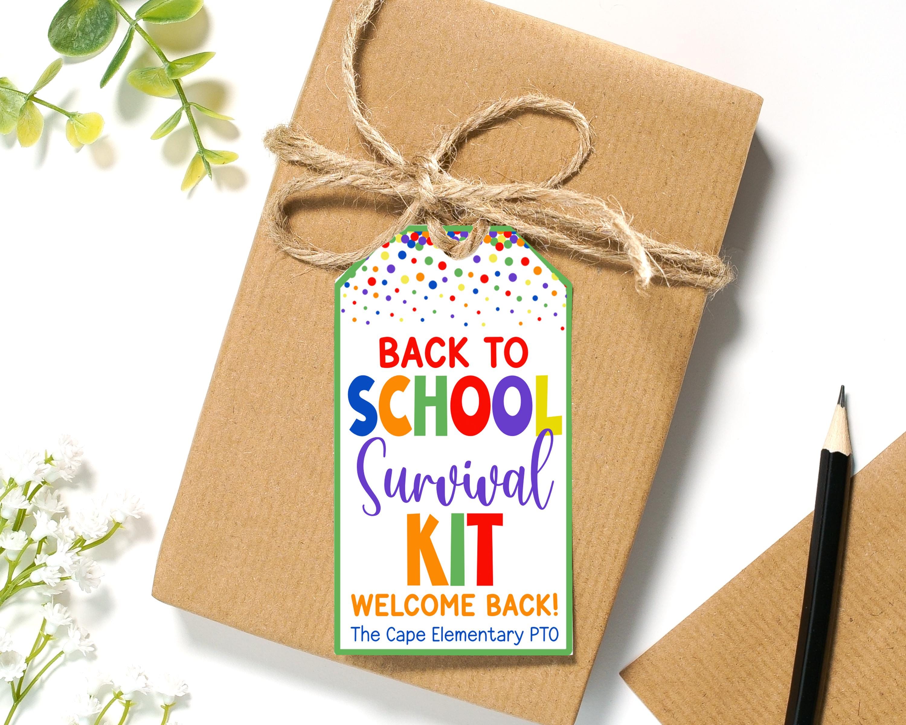 EDITABLE Bright Back to School Survival Kit Treat Bag Tags | School ...