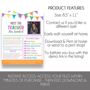 EDITABLE Pastel Meet the Teacher Template | Printable Meet the Teacher ...