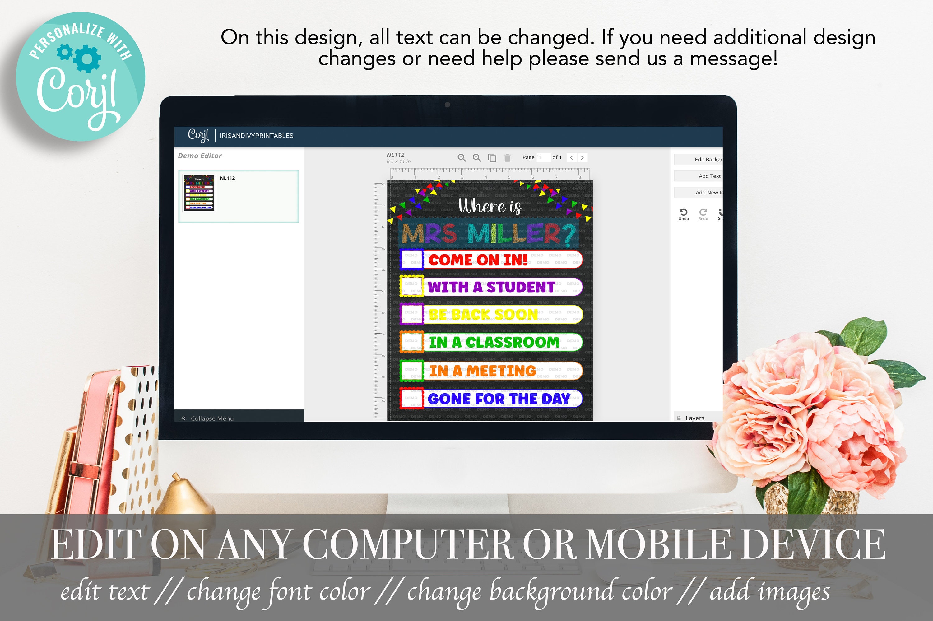 EDITABLE Where is the Teacher Sign Bright Colors Chalkboard - Etsy