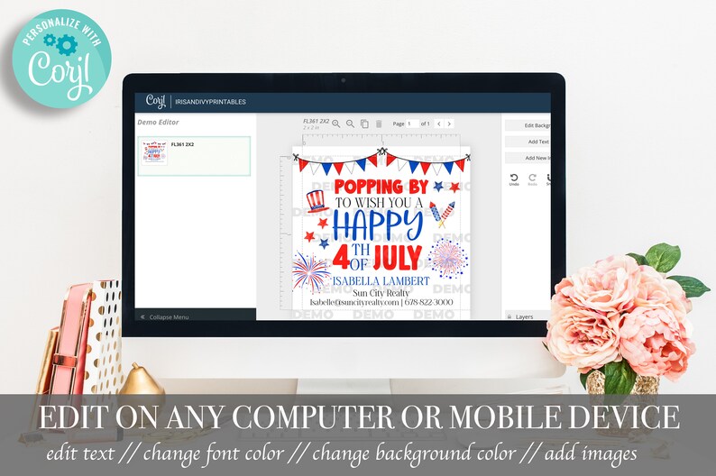 EDITABLE Popping by to Wish You a Happy 4th of July Gift Tags - Etsy