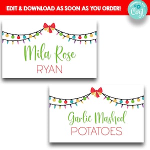 EDITABLE Christmas Party Food Table Tents | Christmas Place Cards ...