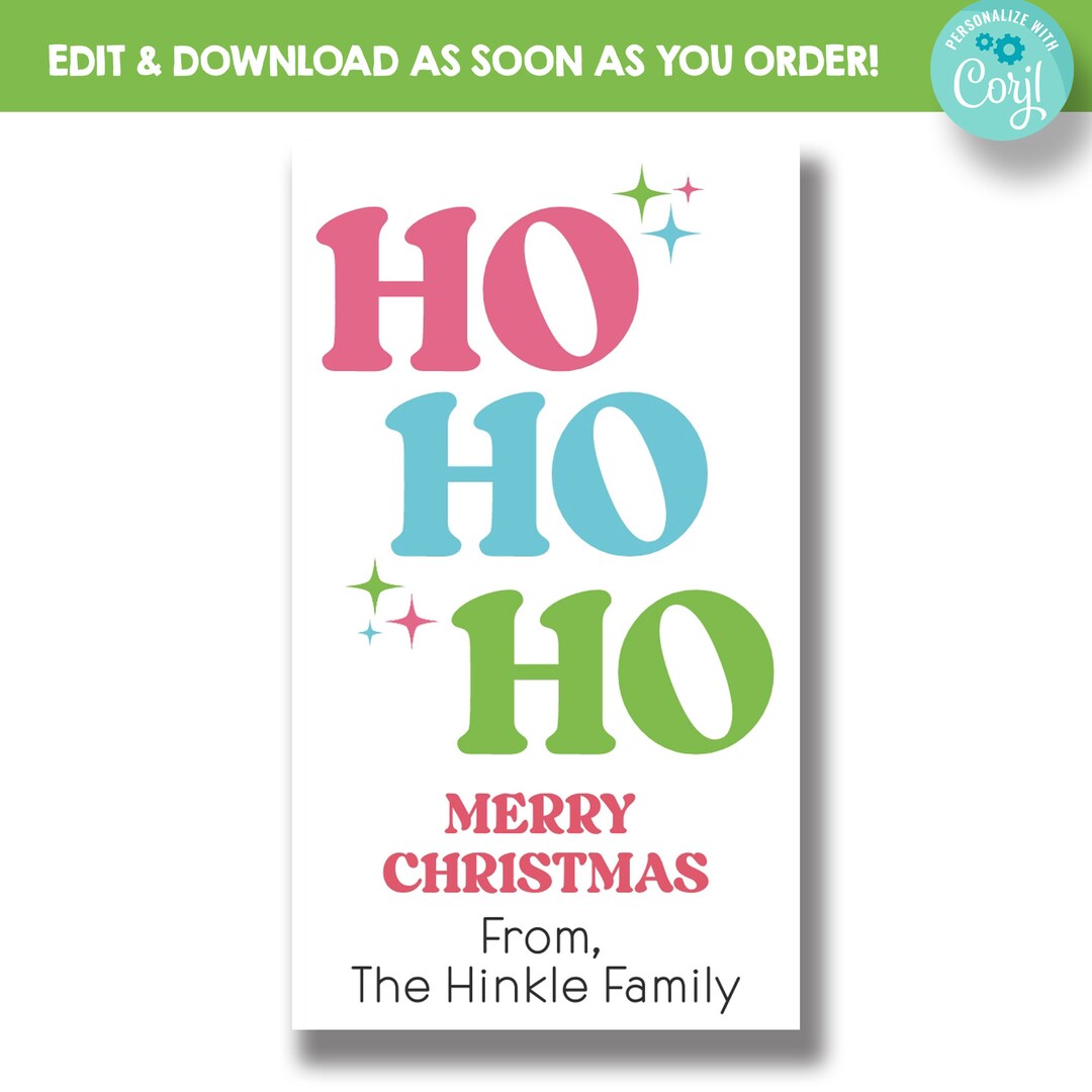 EDITABLE Ho Ho Ho Retro Merry Christmas Gift Tags | Christmas Gift Tags ...