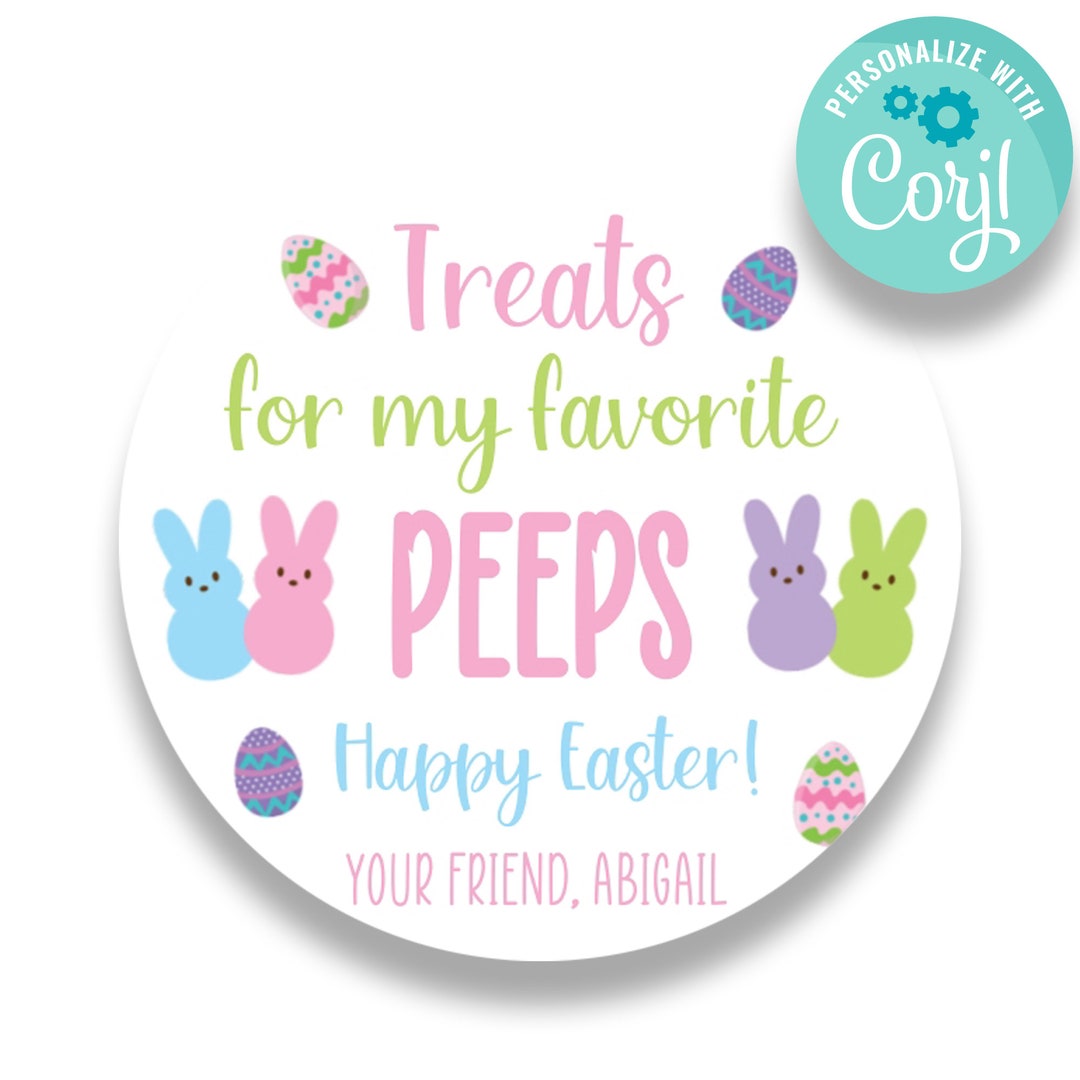 INSTANT DOWNLOAD - Editable/printable Easter Peeps Kid's Treat Bag ...