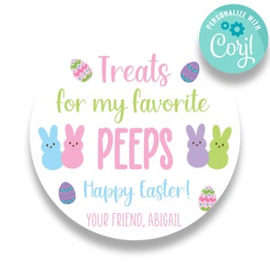 INSTANT DOWNLOAD - Editable/printable Easter Peeps Kid's Treat Bag ...