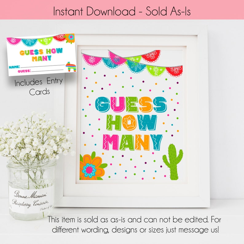 Fiesta Party Guess How Many Game Sign Taco Guess How Many - Etsy