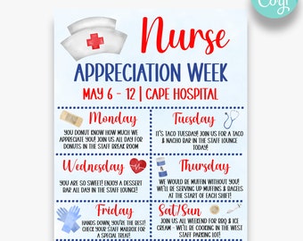 Editable Nurse Appreciation Week Itinerary Flyer | Nurse's Week Event ...