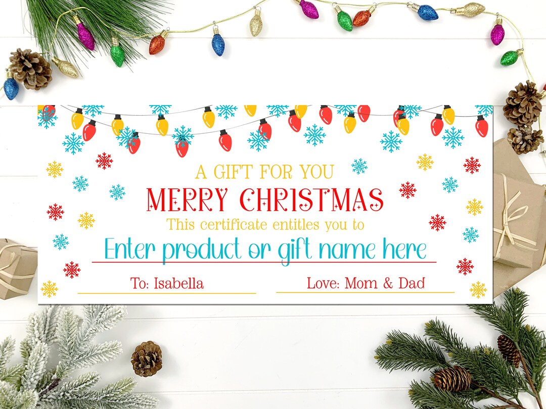 EDITABLE Christmas Gift Certificate | Printable Christmas Gift ...