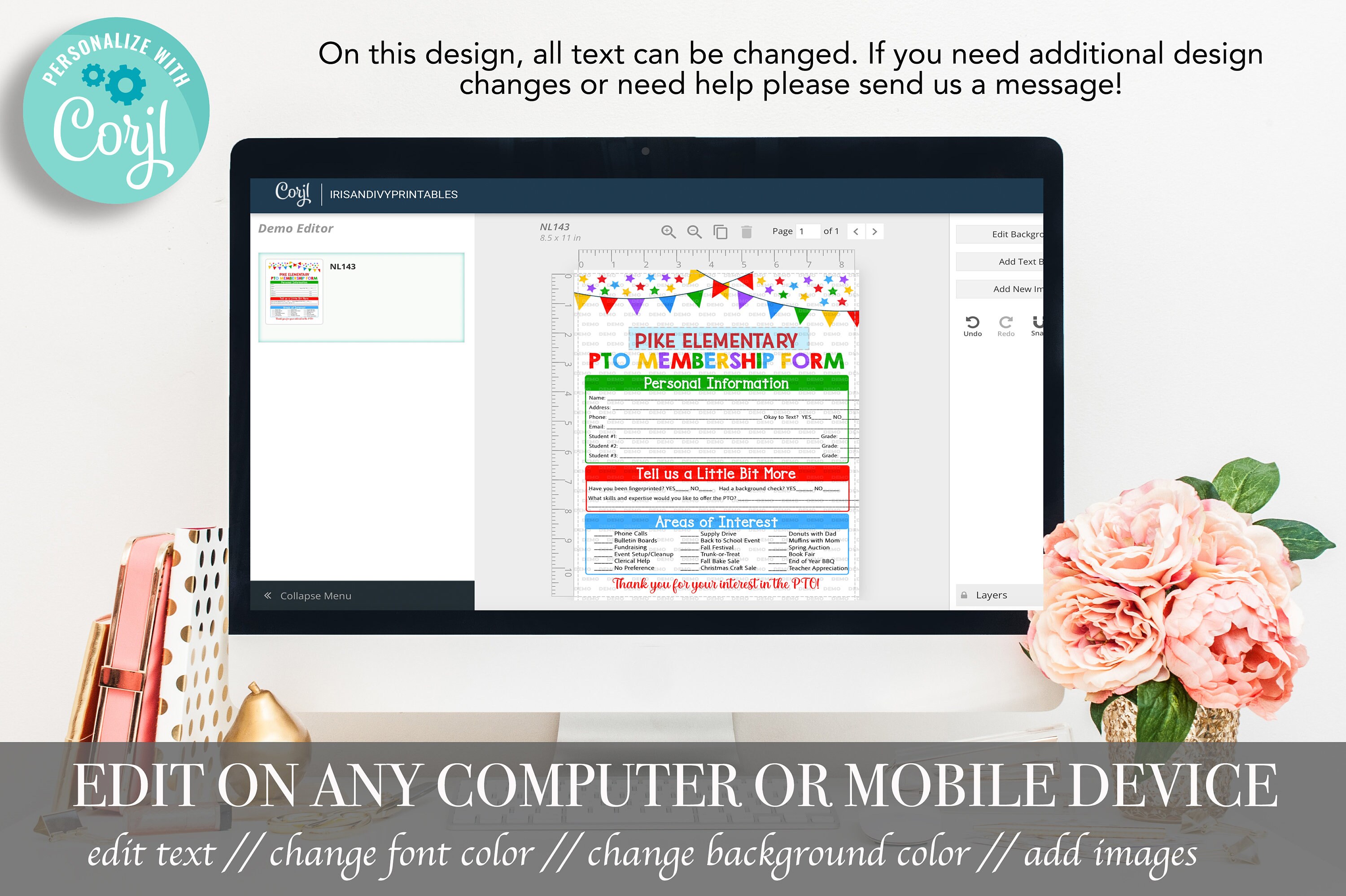 Editable PTO Membership Form Printable PTA Sign-up Sheet - Etsy