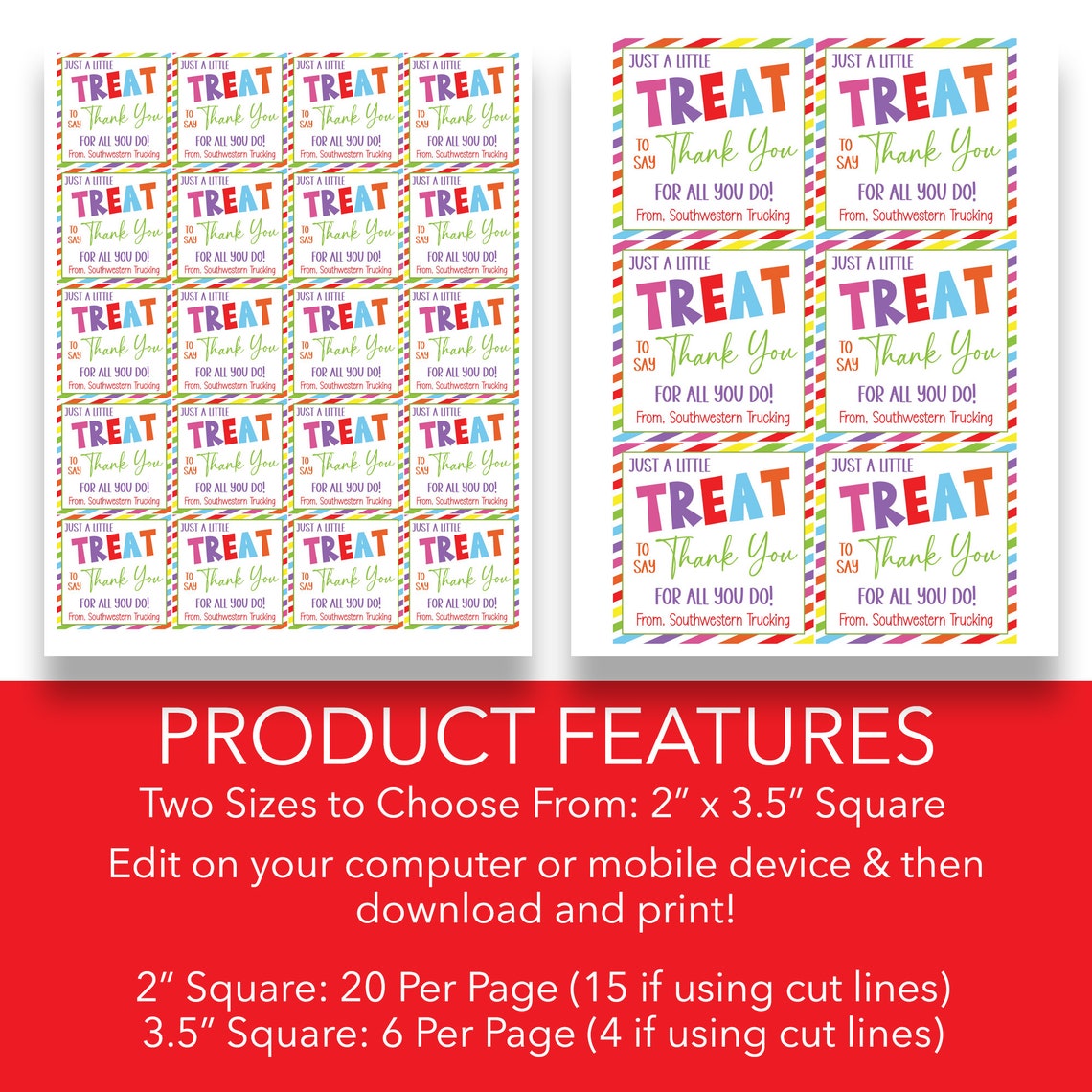 EDITABLE Just a Little Treat to Say Thank You for All You Do Square ...