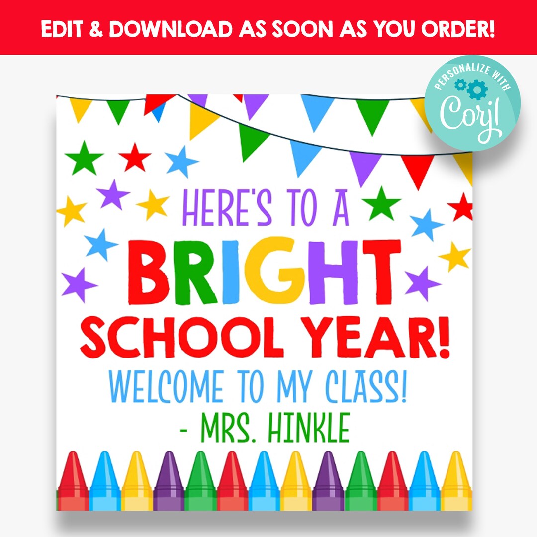 Editable Welcome Back to School Treat Tags | Bright Year School Open ...