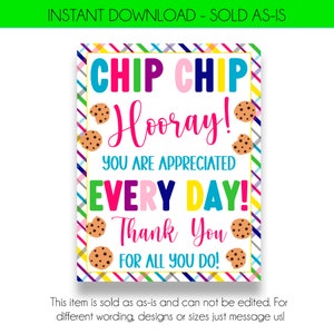 INSTANT DOWNLOAD | Chip Chip Hooray Employee Appreciation Sign | Cookie ...