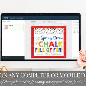 EDITABLE I Hope Your Spring Break is Chalk Full of Fun Square Treat Bag ...