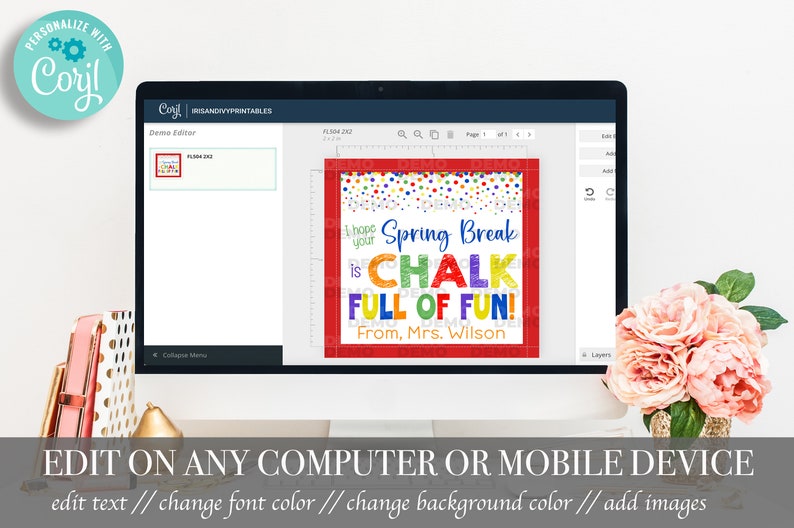 EDITABLE I Hope Your Spring Break is Chalk Full of Fun Square Treat Bag ...