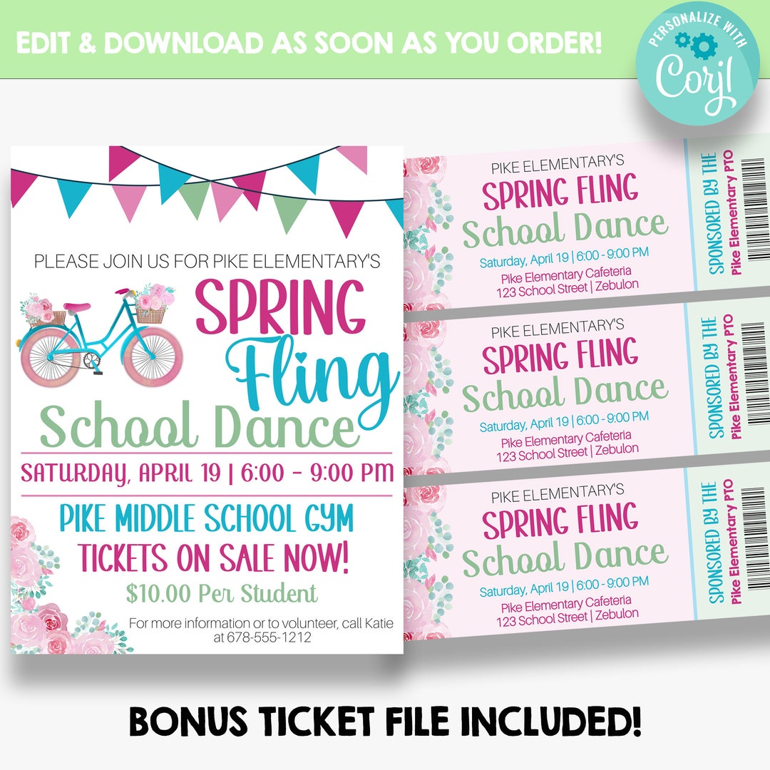 EDITABLE Spring Fling School Dance Flyer Spring Fling Printable ...