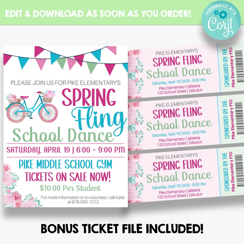 EDITABLE Spring Fling School Dance Flyer Spring Fling - Etsy
