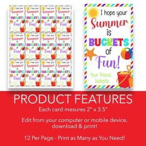 EDITABLE Beach Bucket Gift Tags | Hope Your Summer is Buckets of Fun ...