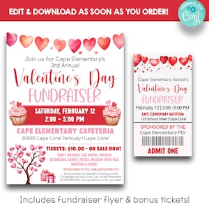 EDITABLE Valentine's Day Fundraiser Flyer | Valentine School Party ...
