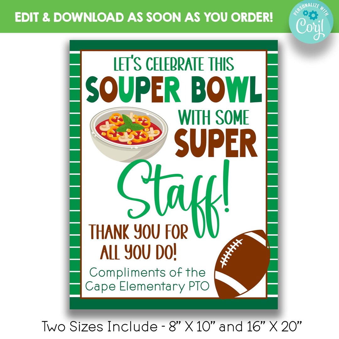 EDITABLE Football Themed Staff Appreciation Sign | Let's Celebrate This ...