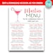 EDITABLE Christmas Martini Menu Christmas Cocktail Party Menu Holiday ...