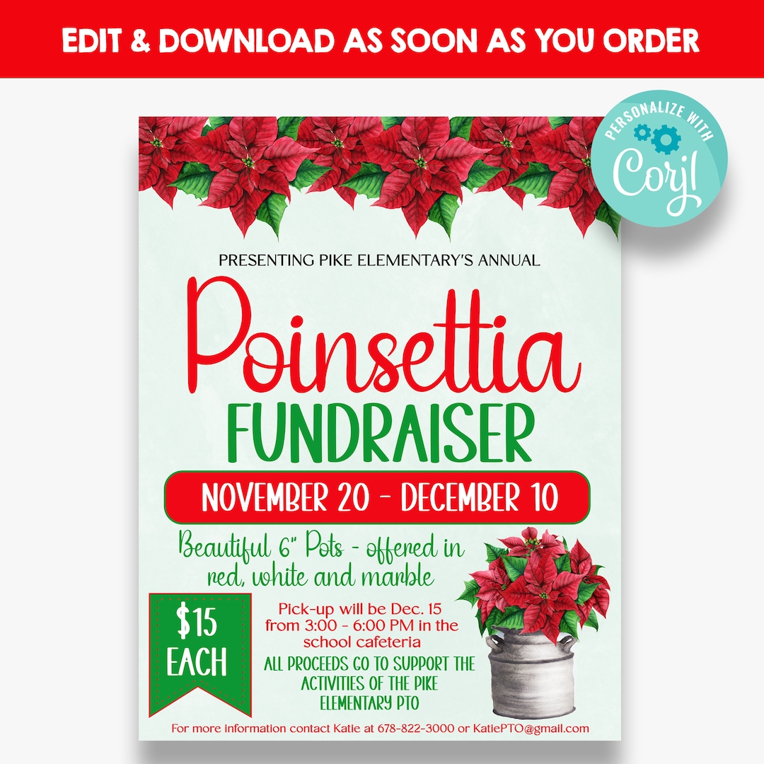 EDITABLE Pointsettia Sale Fundraising Flyer | Christmas Plant Sale ...