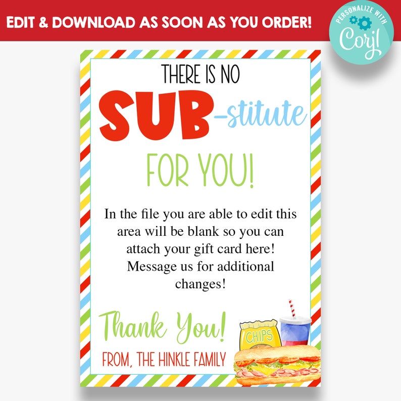EDITABLE There's No Substite for You Gift Card Holder | Gift Card ...