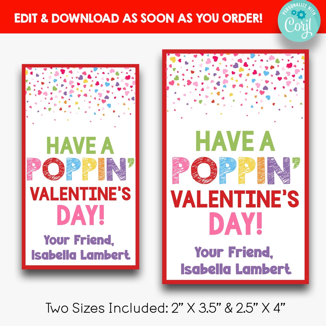 EDITABLE Have a Poppin' Valentine's Day Treat Tags | Pop Fidget ...