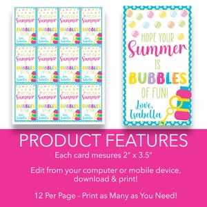 EDITABLE Hope Your Summer is Bubbles of Fun Rectangle Gift Tags | End ...